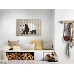 A.S. Cr&eacute;ation Leinwandbild A.S. CR&Eacute;ATION "born to be wild", schwarz (farbe rahmen: holzfarben, farbe bild(er): beige, wei&szlig;, schwarz), B:90cm H:60cm, Holz, Stahl, Bilder, Leinwandbild, Keilrahmen Bild Holzoptik Tiere Leinwand-Bild Wohnzimmer modern Kinder