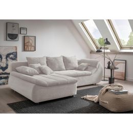 Ecksofa Home Affaire "Imola, bequem, aktuelle Steppung im Sitz, L-Form, Breite 270cm", silber, B:270cm H:90cm T:170cm, Microfaser PRIMABELLE (100% Polyester) / Struktur (82% Polyester, 9% Viscose, 7% Baumwolle, 2% Nylon);Kunstleder SOFTLUX / Struktur (82% Polyester, 9% Viscose, 7% Baumwolle, 2% Nylon), Sofas, Ecksofa, wahlweise mit Bettfunktion, Topseller
