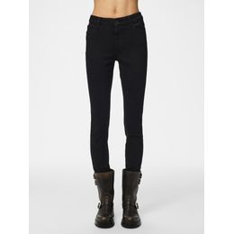 Skinny-fit-Jeans Pieces "PCDANA MW SKINNY JEANS BL102 NOOS BC", Damen, Gr. XL (42), L&auml;nge 32, schwarz (schwarz denim), Denim/Jeans, Obermaterial: 75% Baumwolle, 20% Polyester, 3% Viskose, 2% Elasthan, unifarben, skinny fit, Jeans