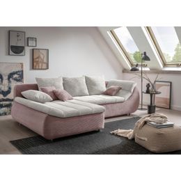 Ecksofa Home Affaire "Imola, bequem, aktuelle Steppung im Sitz, L-Form, Breite 270cm", rosa (rosa, silber), B:270cm H:90cm T:170cm, Microfaser PRIMABELLE (100% Polyester) / Struktur (82% Polyester, 9% Viscose, 7% Baumwolle, 2% Nylon);Kunstleder SOFTLUX / Struktur (82% Polyester, 9% Viscose, 7% Baumwolle, 2% Nylon), Sofas, Ecksofa, wahlweise mit Bettfunktion, Topseller
