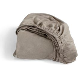 Spannbettlaken Cinderella "Doppeljersey", grau (taupe), B:140cm, Double-Jersey, Obermaterial: 100% Baumwolle, Bettlaken, Spannbettlaken, b&uuml;gel- und kn&ouml;tchenfrei, bis 25cm H&ouml;he