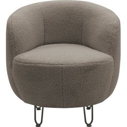 Sessel Home Affaire "Anjuli Lieferzeit nur 2 Wochen", grau (taupe), B:72cm H:72cm T:76cm, 100% Polyester, Sessel, Sessel, Runde Form, perfektes Einzelst&uuml;ck, Flausch oder Feinstruktur