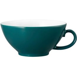 Tasse Seltmann Weiden "Life Fashion", blau (trendy petrol, weiß), B:8,9cm H:4,3cm Ø:10,2cm, Porzellan, Trinkgefäße, Tasse, Teeobertasse 0,14 l