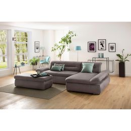 Ecksofa Home Affaire "Avesa L-Form", braun (schlamm), B:300cm H:80cm T:172cm, 100% Polyester, Sofas, Ecksofa, Wahlweise mit Armteilvertsellung und Bettfunktion, B/T/H: 300/172/80cm