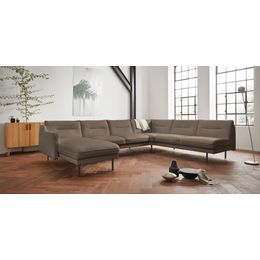 Wohnlandschaft Home Affaire "Nordfyn U-Form", grau (taupe), B:323cm H:81cm T:239cm, Luxus-Microfaser Lederoptik (100% Polyester);Struktur weich (100% Polyester);100% NaturLEDER, Sofas, Wohnlandschaft, edles Design in 3 Bezugsqualit&auml;ten, Design by Morten Georgsen