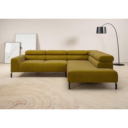 Ecksofa Home Affaire "Antonelli, L-Form, inkl. Kopfteilverstellung, Breite 276 cm", gr&uuml;n (pistachio), B:276cm H:71cm T:219cm, 95% Polyester, 5% Nylon, Sofas, Ecksofa, mit elektrischer Sitztiefenverstellung, in Feincord, pistachio