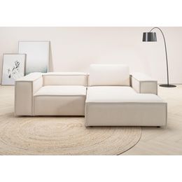 Ecksofa Home Affaire "Watertown, kompakte L-Form, 246 cm breite f&uuml;r kleinere R&auml;ume", beige (nature), B:246cm H:68cm T:171cm, 100% Polyester, Sofas, Ecksofa, modernes Ecksofa mit Feincordbezug, platzsparend & bequem
