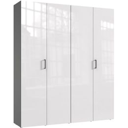 Kleiderschrank WIMEX "Mugano,in 3 Breiten, 2 Tiefen, viele Farben, Made in Germany", front hochglanz lack weiß, korpus grafit, griffe schwarz, Schränke, Kinder, Grafit, B/H/T: 160cm x 185cm x 40cm, Ohne Spiegel, Basic, Holzwerkstoff, Kleiderschrank, mit langen oder kurzen Griffen aus Metall, mit oder ohne Spiegel, B:160cm H:185cm T:40cm