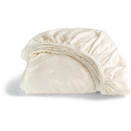 Spannbettlaken Cinderella "Doppeljersey", beige (elfenbein), B:90cm L:200cm, Double-Jersey, Obermaterial: 100% Baumwolle, Bettlaken, Spannbettlaken, b&uuml;gel- und kn&ouml;tchenfrei, bis 25cm H&ouml;he