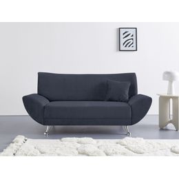 2-Sitzer Home Affaire "Saltare, elegant und komfortabel, toller Designfu&szlig;", blau (dunkelblau), B:174cm H:78cm T:82cm, Kunstleder SOFTLUX;Luxus-Microfaser ALCAZAR (100% Polyester);Feinstruktur (100% Polyester), Sofas