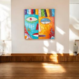 Leinwandbild CASABLANCA BY GILDE "Visage quadratisch", bunt (farbe bild(er): mehrfarbig), B:100cm H:100cm T:4cm, Holz, Leinwand, Bilder, Leinwandbild