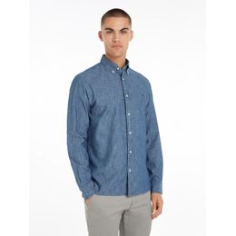 Langarmhemd Tommy Hilfiger "CHAMBRAY SOLID Regular Fit SHIRT", Herren, Gr. 3XL, N-Gr, lila (indigo), Web, Obermaterial: 100% Baumwolle, Hemden