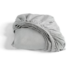 Spannbettlaken Cinderella "Doppeljersey", grau (hellgrau), B:70cm L:200cm, Double-Jersey, Obermaterial: 100% Baumwolle, Bettlaken, Spannbettlaken, b&uuml;gel- und kn&ouml;tchenfrei, bis 25cm H&ouml;he