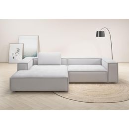 Ecksofa Home Affaire "Watertown, modernes XXL L-Form, 306 cm breit", grau (light, grau), B:306cm H:68cm T:191cm, 94% Polyester, 6% Nylon, Sofas, Ecksofa, Gro&szlig;z&uuml;giges Lounge-Sofa mit viel Platz f&uuml;r die Familie