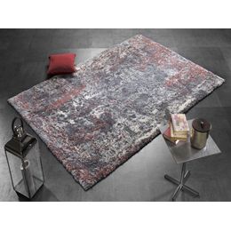 Teppich OCI DIE TEPPICHMARKE "Juwel Liray", rot (rosenholz), B:120cm H:20mm L:170cm, Kunstfaser, Teppiche, Teppich, Kurzflor, Wohnzimmer, Marmor Optik, Hoch Tief Effekt