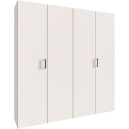 Kleiderschrank WIMEX "Mugano,in 3 Breiten, 2 Tiefen, viele Farben, Made in Germany", schwarz (weiß, griffe schwarz), Schränke, Weiß, B/H/T: 160cm x 185cm x 54cm, Ohne Spiegel, Basic, Holzwerkstoff, Kleiderschrank, mit langen oder kurzen Griffen aus Metall, mit oder ohne Spiegel, B:160cm H:185cm T:54cm