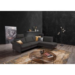 Ecksofa Home Affaire "Sarsina: mit Tonnentaschen-Federkern, perfekt zum Entspannen L-Form", grau (anthrazit), B:265cm H:85cm T:223cm, 100% Polyester, Sofas, Ecksofa, inklusive 2 motorischen Relaxfunktionen mit Herz-Waage-Beschlag