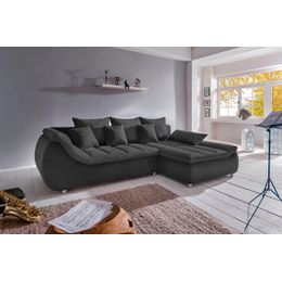 Ecksofa Home Affaire "Imola, bequem, aktuelle Steppung im Sitz, L-Form, Breite 270cm", schwarz, B:270cm H:90cm T:170cm, Microfaser PRIMABELLE (100% Polyester) / Struktur (82% Polyester, 9% Viscose, 7% Baumwolle, 2% Nylon);Kunstleder SOFTLUX / Struktur (82% Polyester, 9% Viscose, 7% Baumwolle, 2% Nylon), Sofas, Ecksofa, wahlweise mit Bettfunktion, Topseller