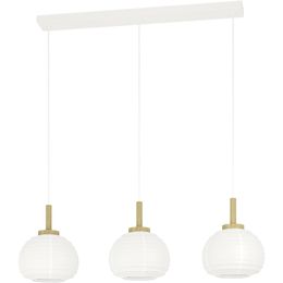 EGLO Hängeleuchte "SUMMERHILL Pendellampe - Stahl, Holz - E27 - 3X40W - IP20", weiß, braun, 3, H: 110cm, 1 Stk., Leuchten, Hängeleuchte