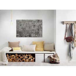 A.S. Cr&eacute;ation Leinwandbild A.S. CR&Eacute;ATION "downtown", grau (farbe rahmen: holzfarben, farbe bild(er): hellgrau), B:90cm H:60cm, Holz, Stahl, Bilder, Leinwandbild, Keilrahmen Bild Gro&szlig;stadt Geb&auml;ude Leinwand-Bild Wohnzimmer modern Wand