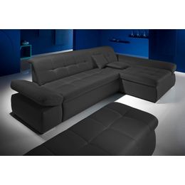 Ecksofa Home Affaire "ESRA, zeitlos und elegant. Breite 300cm, L-Form", grau (graphit), B:300cm H:80cm T:122cm, Sofas, Ecksofa, wahlweise mit Armlehn- und Bettfunktion