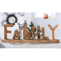 Deko-Buchstaben CASABLANCA BY GILDE "Schriftzug Family", beige (naturfarben), B:55cm H:21cm T:8cm, Aluminium, Dekofiguren