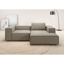 Ecksofa Home Affaire "Watertown, kompakte L-Form, 246 cm breite f&uuml;r kleinere R&auml;ume", grau (taupe), B:246cm H:68cm T:171cm, 100% Polyester, Sofas, Ecksofa, modernes Ecksofa mit Feincordbezug, platzsparend & bequem