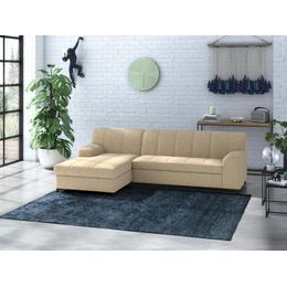 Ecksofa Home Affaire "Balme L-Form", beige, B:239cm H:75cm T:152cm, 100% Polyester, Sofas, Ecksofa, Inkl. Zierkissen, wahlweise mit Bettfunktion
