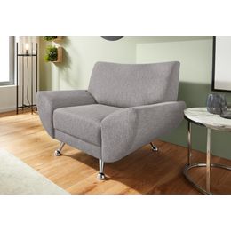 Sessel Home Affaire "Saltare elegant und komfortabel, toller Designfu&szlig;", grau (hellgrau meliert), B:112cm H:83cm T:82cm, Luxus-Microfaser ALCAZAR (100% Polyester);Feinstruktur (100% Polyester);Kunstleder SOFTLUX, Sessel, Sessel