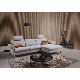 Ecksofa Home Affaire "Sarsina: mit Tonnentaschen-Federkern, perfekt zum Entspannen L-Form", silber, B:272cm H:85cm T:182cm, 95% Polyester, 5% Nylon, Sofas, Ecksofa, inklusive 1 motorischen Relaxfunktion mit Herz-Waage-Beschlag