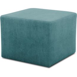 Polsterhocker Home Affaire "Jadelyn", blau (t&uuml;rkis), B:60cm H:44cm T:60cm, 100% Polyester, Hocker, Polsterhocker, Cordbezug, passend zum Schlafsofa