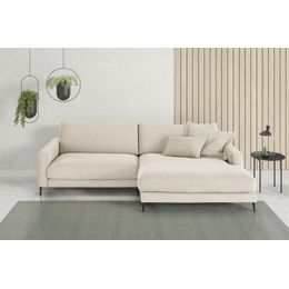 Ecksofa Home Affaire "Downtown, B/T/H: 272/190/84 cm L-Form", wei&szlig;, B:272cm H:84cm T:190cm, 95% Polyester, 5% Nylon, Sofas, Ecksofa, weicher Sitzkomfort auch in Cord und Boucl&eacute;, incl. Zierkissen