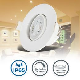 B.K.LICHT LED Einbauleuchte "5er Set Bad Einbaustrahler, IP65, Dimmbare Deckenspots", wei&szlig;, 1, &Oslash; 9cm H: 4,2cm, 5 Stk., Leuchten, 3.000K, 480Lm, 4,9W, Kunststoff, 9 x 4,2 cm, LED Einbaustrahler LED Deckeneinbaustrahler