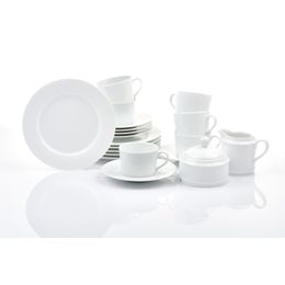 Kaffeeservice Retsch Arzberg "HEIKE WEISS, Geschirr-Set 20-tlg., mit Milch & Zucker, Porzellan, rund", weiß, 20 Stk., Porzellan, Geschirr-Sets, Kaffeeservice, Tassen & Teller plus Milch & Zucker, perfekt von früh bis nachmittags