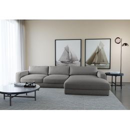 Ecksofa Home Affaire "Bloomfield, elegant, viel Platz, Mega Couch, Breite 303cm, L-Form", grau (granit grau), B:303cm H:84cm T:176cm, 100% Polyester, Sofas, Ecksofa, extra tiefe Sitzfl&auml;che, wahlweise mit Sitztiefenverstellung