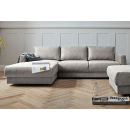 Ecksofa Home Affaire "Hobro L-Form", grau, B:264cm H:80cm T:175cm, Luxus-Microfaser Lederoptik (100% Polyester);Struktur grob (100% Polyester);Samtoptik (100% Polyester), Sofas, Ecksofa, in 3 Bezugsqualit&auml;ten in vielen Farben, Design by Morten Georgsen