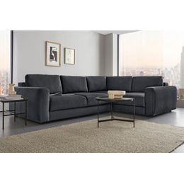 Ecksofa Home Affaire "Bloomfield, Mega Polsterecke, Breite 289cm, viel Platz, L-Form", grau (anthrazit), B:289cm H:84cm T:209cm, 100% Polyester, Sofas, Ecksofa, In verschiedenen Gr&ouml;&szlig;en