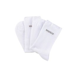 Freizeitsocken HUGO UNDERWEAR "2P QS FINE RIB CC", Damen, Gr. 39-42, wei&szlig;, Baumwollmischung, clean, elastisch, Socken, mit gro&szlig;em Logo