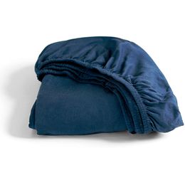 Spannbettlaken Cinderella "Jersey", blau (navy), B:180cm, Jersey, Obermaterial: 100% Baumwolle, Bettlaken, Spannbettlaken, b&uuml;gel- und kn&ouml;tchenfrei, bis 25 cm H&ouml;he