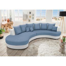 Ecksofa Home Affaire "Limoncello organische Formensprache, OTTOs Choice, L-Form", wei&szlig; (wei&szlig;, blau), B:287cm H:76cm T:160cm, 100% PU (Kunstleder)/60% Polyester, 40% Baumwolle, Sofas, Ecksofa, ergonomische Form