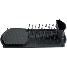 Trockenst&auml;nder Wenko "Modell Basic", schwarz, B:48cm H:11cm T:27cm, Kunststoff, Metall, Geschirrst&auml;nder, Geschirrsp&uuml;ler-Zubeh&ouml;r, Abtropfgestell f&uuml;r Geschirr mit Besteckkorb, Metall/Kunststoff