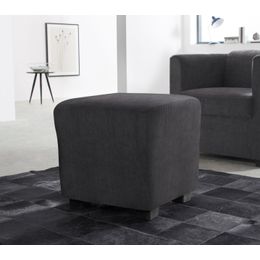 Hocker Home Affaire "Bob", grau (anthrazit), B:46cm H:43cm T:46cm, Luxus-Microfaser (92% Polyester, 8% Nylon);Struktur fein ( 100% Polyester);Struktur in Chenille-Optik (30% Polyester, 70% Polyacryl);Chenillestruktur (40% Polyester, 60% Polyacryl), Hocker, Polsterhocker