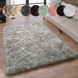 Fellteppich Paco Home "Playa 960", grau, B:40cm H:64mm L:60cm, Polyester, Teppiche, Fellteppich, Kunstfell, Flokati-Optik, Hochflor, weich und flauschig, Uni-Farben