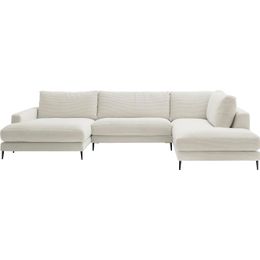 Wohnlandschaft Home Affaire "Downtown XXL B/T/H: 341/223/84 cm Loungem&ouml;bel zum Relaxen", grau (hellgrau), B:341cm H:84cm T:223cm, 88% Polyester, 12% Polyacryl, Sofas, Wohnlandschaft, weicher Sitzkomfort, Cord-Bezug, weicher Sitzkomfort U-Form