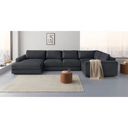 Wohnlandschaft Home Affaire "Bloomfield, Mega Polsterecke, Breite 390cm, viel Platz, U-Form", grau (anthrazit), B:390cm H:84cm T:209cm, 100% Polyester, Sofas, Wohnlandschaft, In verschiedenen Gr&ouml;&szlig;en bestellbar