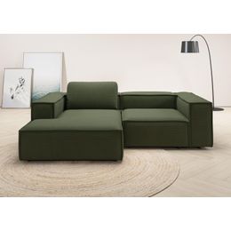 Ecksofa Home Affaire "Watertown, kompakte L-Form, 246 cm breite f&uuml;r kleinere R&auml;ume", gr&uuml;n (oliv), B:246cm H:68cm T:171cm, 100% Polyester, Sofas, Ecksofa, modernes Ecksofa mit Feincordbezug, platzsparend & bequem
