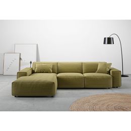 Ecksofa Home Affaire "Glimminge auch in Breitcord, Feincord, Boucl&eacute; + Easy care-Bezug", gr&uuml;n (pistazie), B:294cm H:71cm T:191cm, 100% Polyester, Sofas, Ecksofa, L-Form, Breite 294, Zierkissen