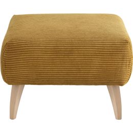 Polsterhocker Home Affaire "Colori", gold, B:66cm H:44cm T:66cm, 100% Polyester, Hocker, Polsterhocker, Holzfu&szlig;farbe w&auml;hlbar, verschiedene Stoffe, hochwertige Stoffqualit&auml;t