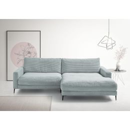 Ecksofa Home Affaire "Downtown, B/T/H: 272/190/84 cm L-Form", blau (hellblau), B:272cm H:84cm T:190cm, 88% Polyester, 12% Polyacryl, Sofas, Ecksofa, weicher Sitzkomfort auch in Cord und Boucl&eacute;, incl. Zierkissen