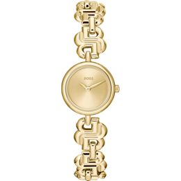 Quarzuhr BOSS "DOUBLE B DRESSY", gold (goldfarben), Armbanduhren, Damen, Quarzuhr, Armbanduhr, Damenuhr, Edelstahlarmband, analog